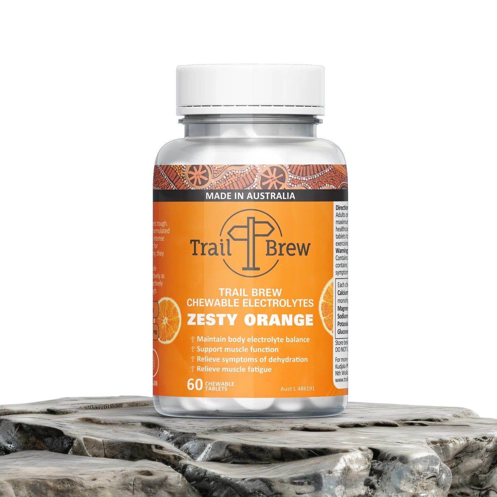 Trail Brew Chewable Electrolyte Tabs | Bottle of 60 | Zesty Orange ...